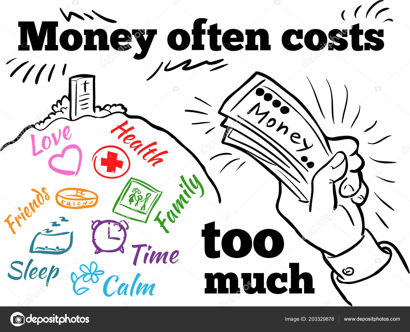 Vector Doodle Illustration Money Often Costs Too Much Stock Vector by ...