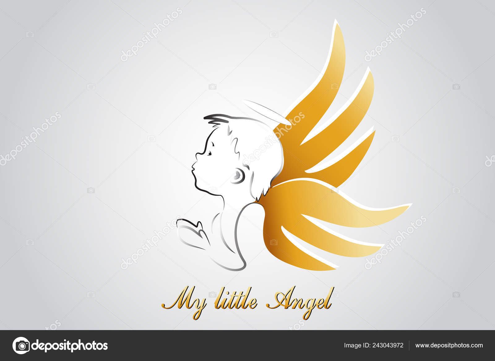 Little Angel Praying Logo Vector Image Template Stock Vector Image by ...
