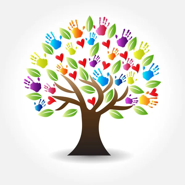 Tree hearts and hands people figures logo vector Stock Vector Image by ...