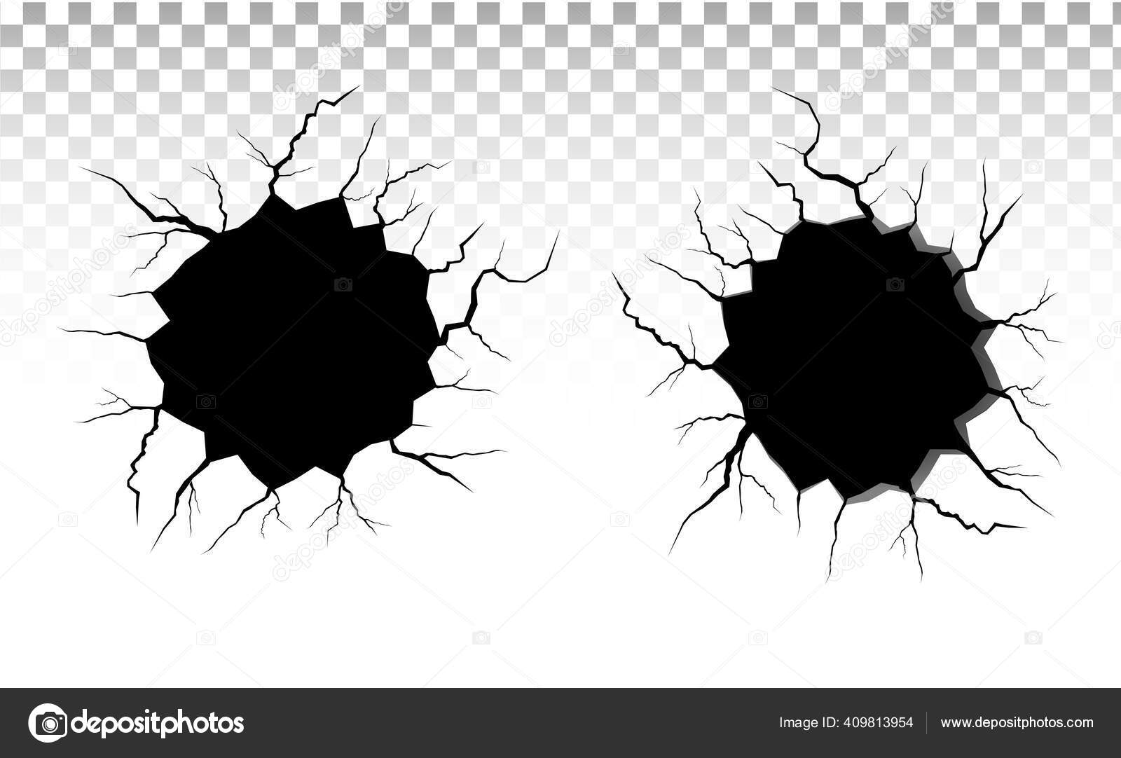 Ground cracks set. Earthquake and ground cracks, hole effect ...