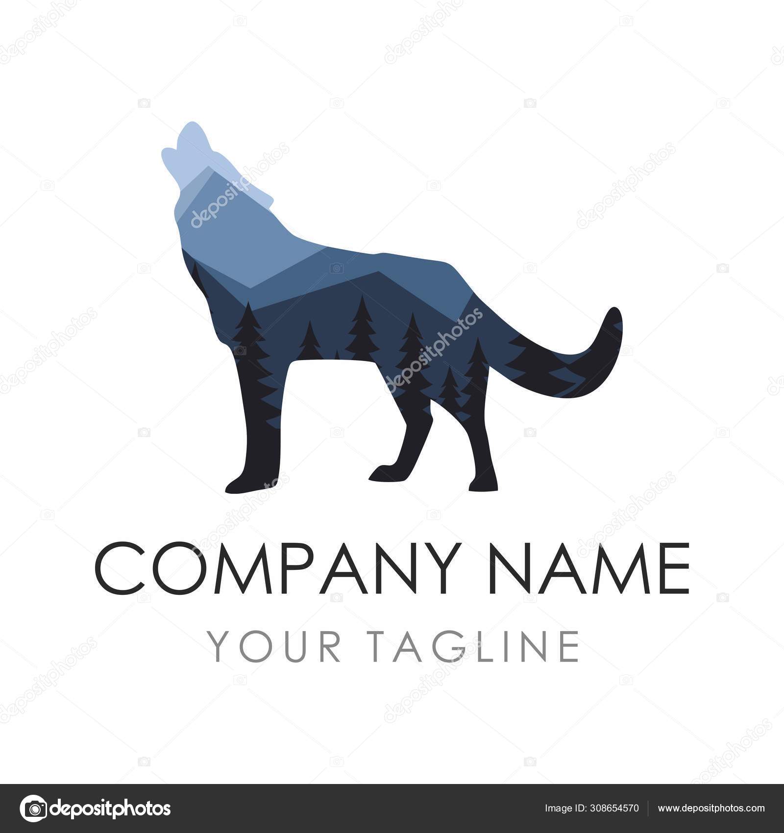 Wolf label Design Template consisting of forest background Stock Vector ...