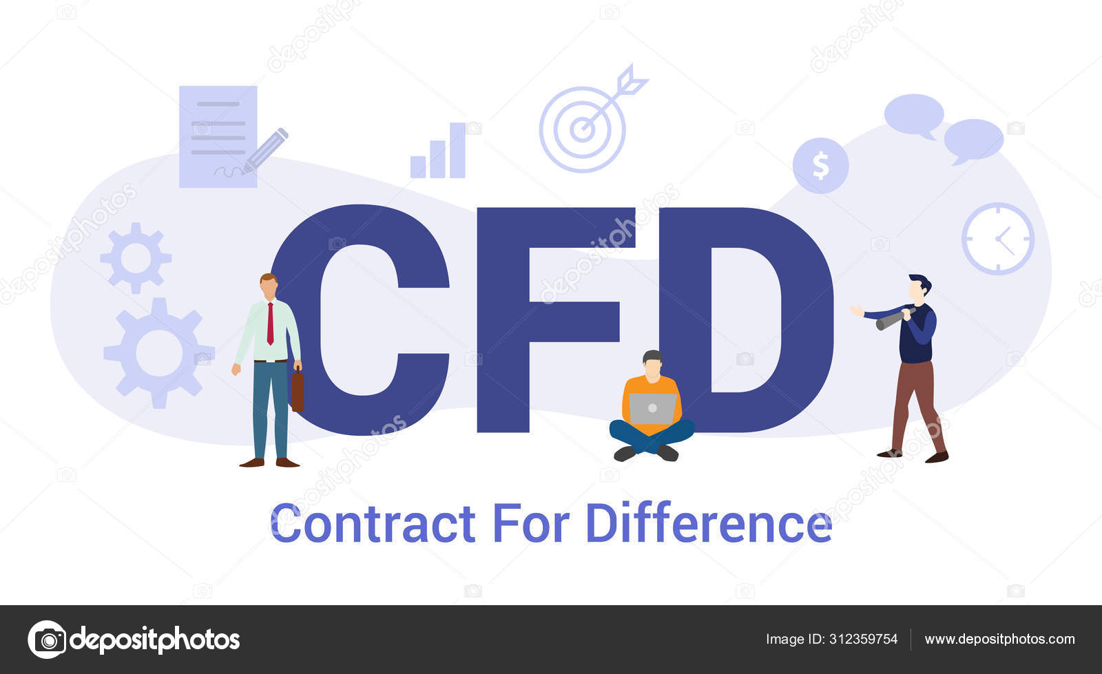 Cfd contract for difference concept with big word or text and team ...