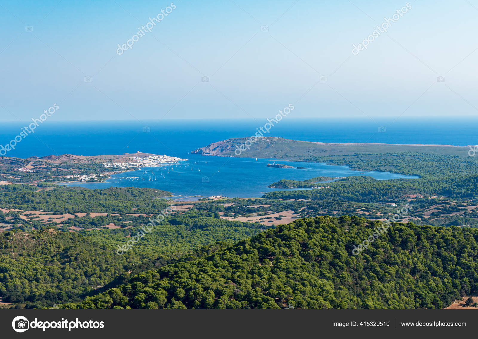 Aerial View Menorca North Coast Fornells Summit Monte Toro Mercadal ...