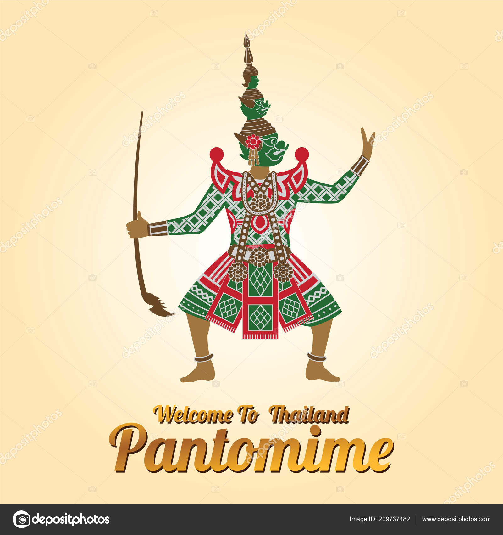 King Giant Stand Character Ramayana Pantomime Thailand India Vector ...
