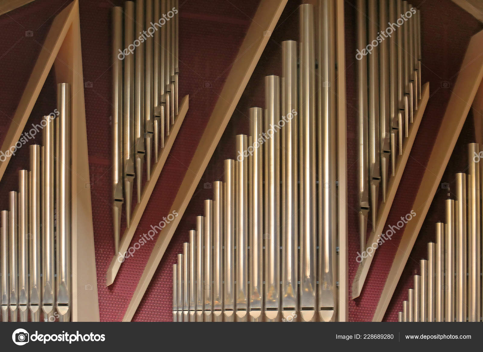 Pipe Organ Musical Instrument Produces Sounds Driving Pressurized Air ...