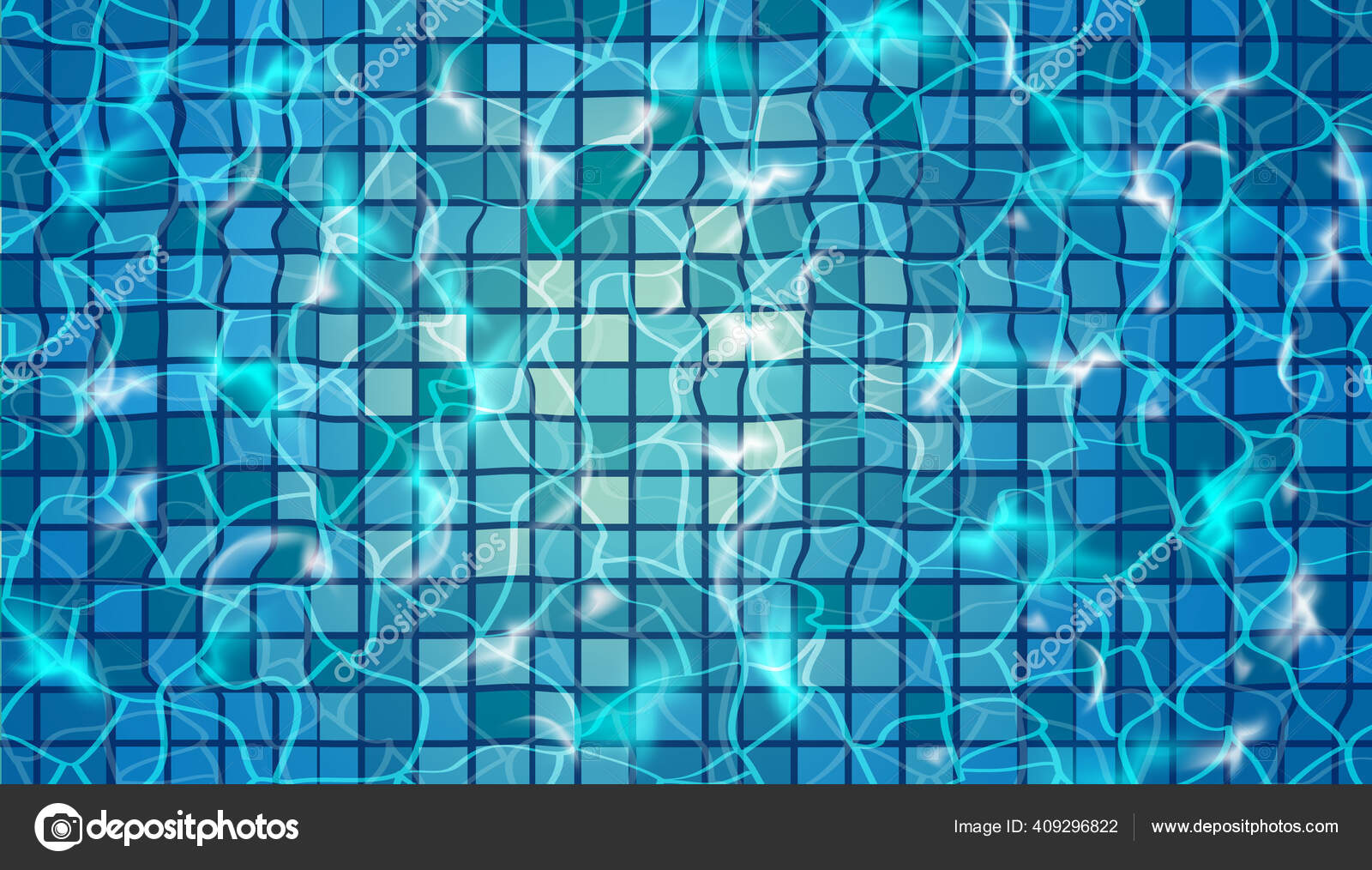 Swimming pool with blue water,rings, ripples and highlights. Stock ...