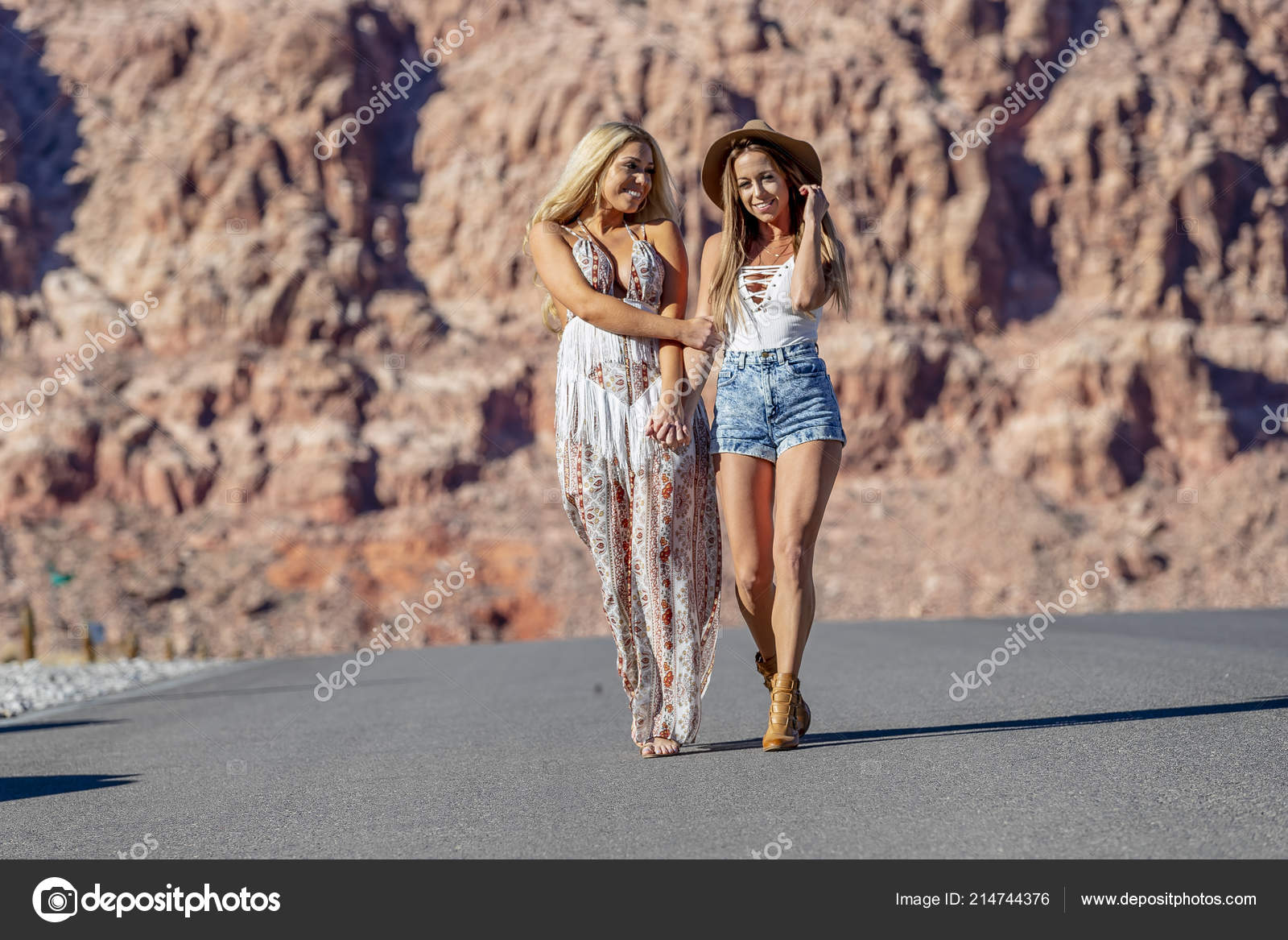 Two Friends Enjoying Each Others Company Outdoor Environment Stock ...