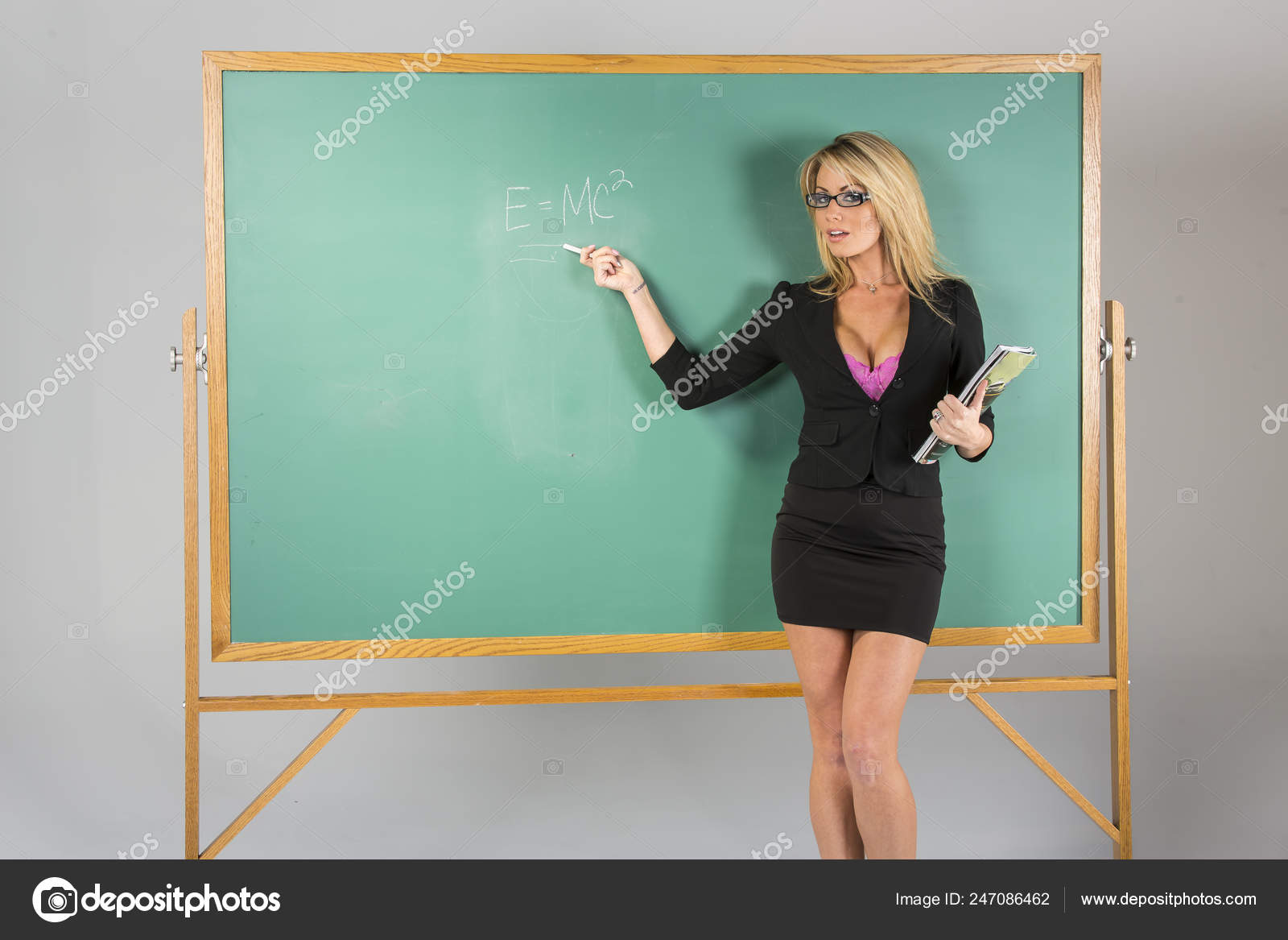 Attractive School Teacher Front Chalkboard Attractive School Teacher ...