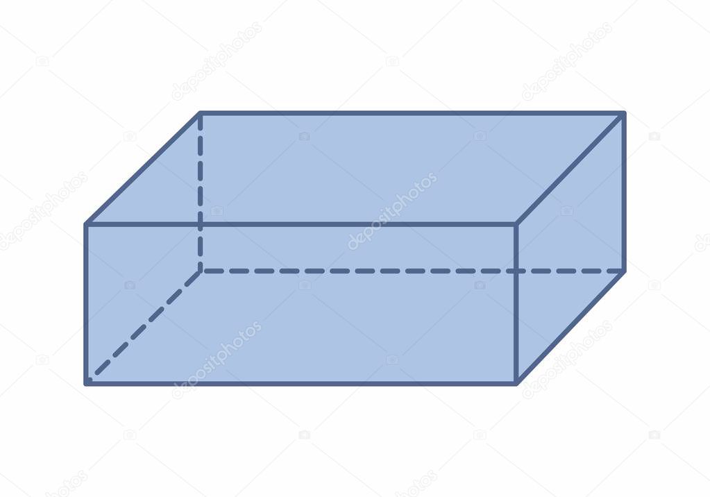 La ilustración de un prisma rectangular aislado sobre fondo blanco 2024