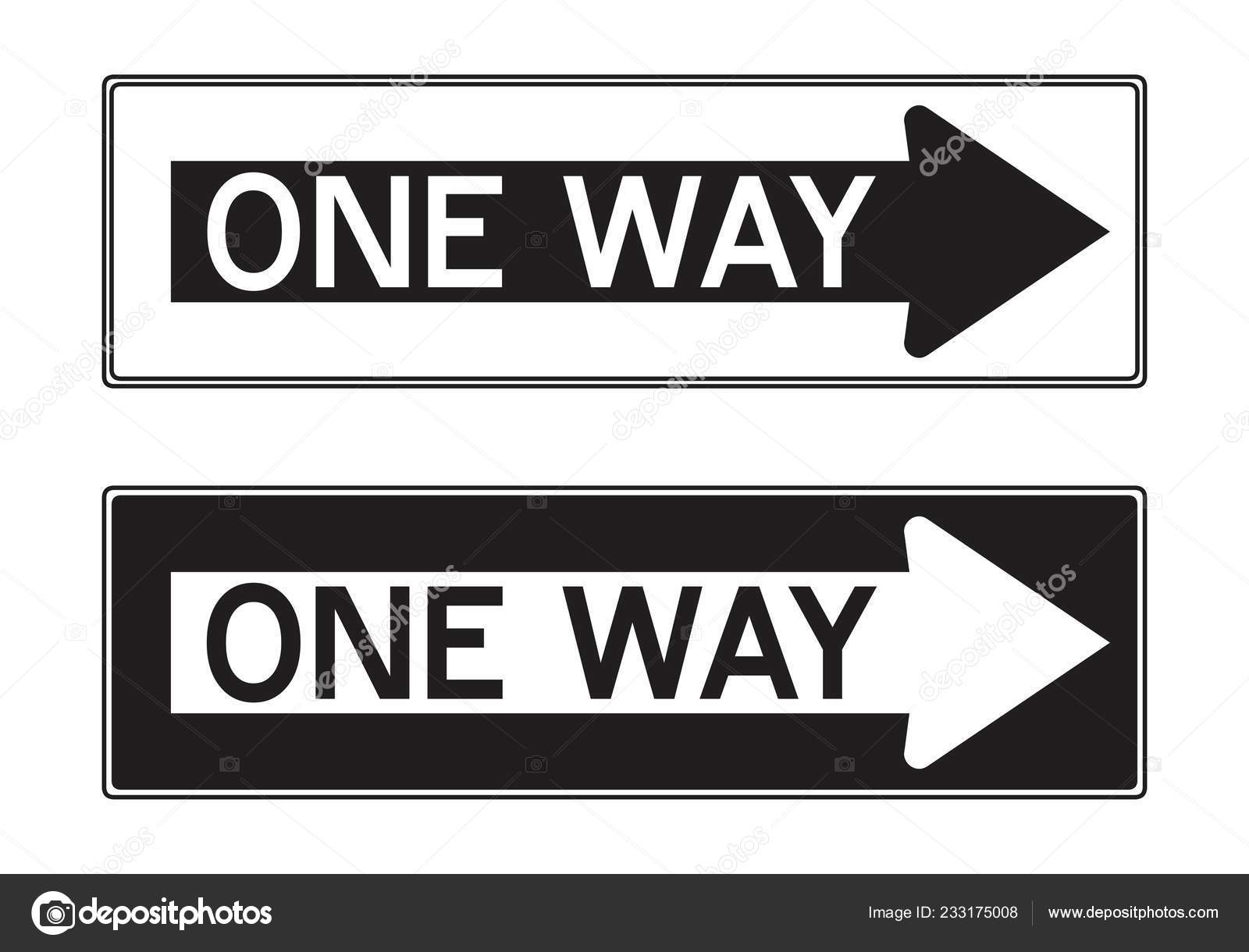 Two Versions Illustration One Way Traffic Sign Stock Vector Image by ...