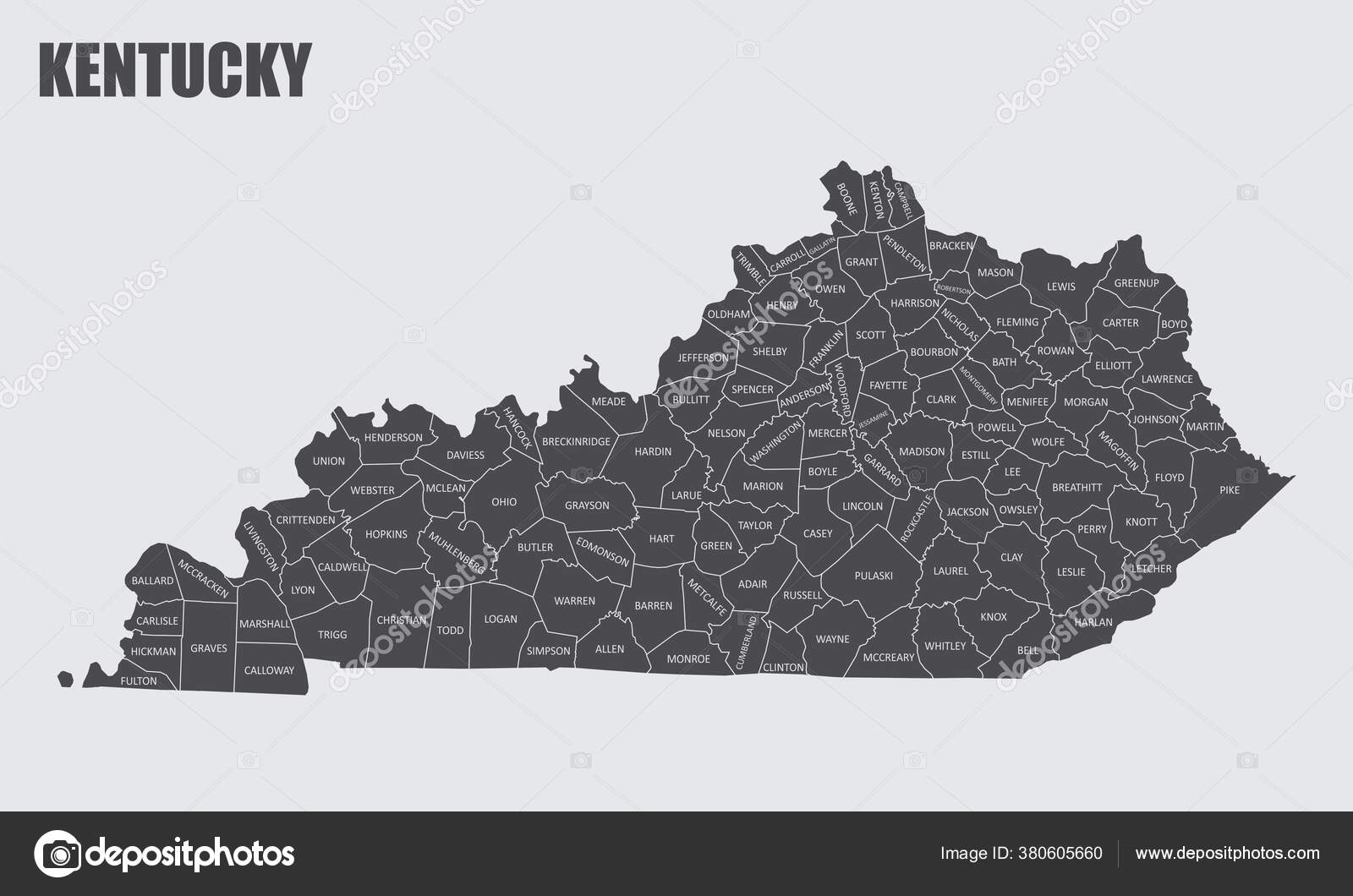 Kentucky county map Stock Vector Image by ©luisrftc #380605660