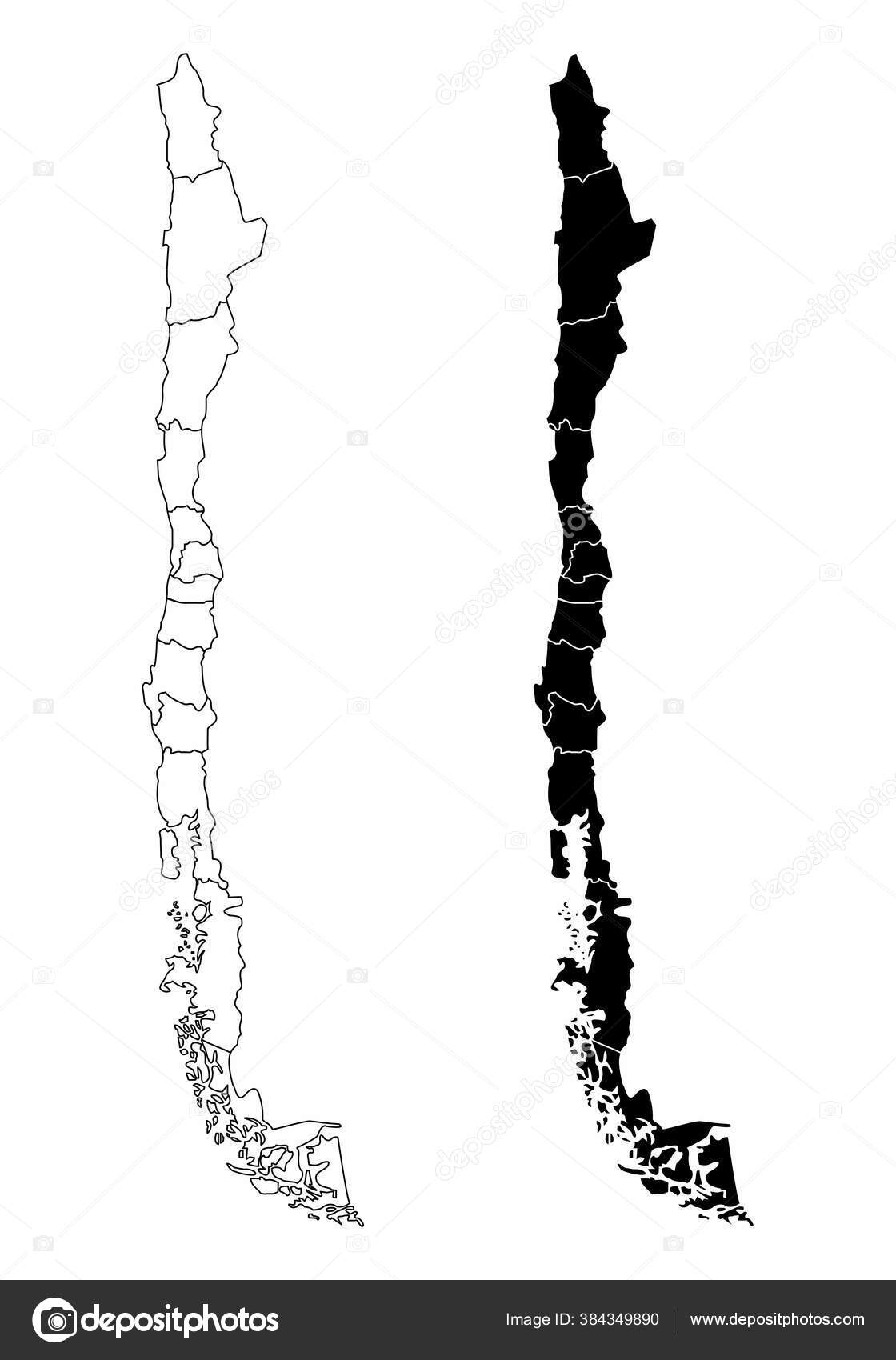Las Regiones Chile Blanco Negro Mapas Vector de stock #384349890 de ...