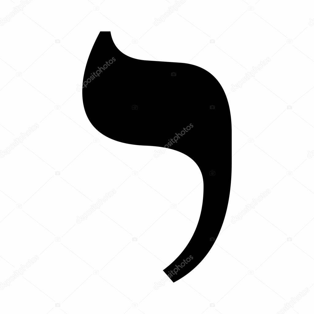 Letra hebrea Yod aislado sobre fondo blanco 2022