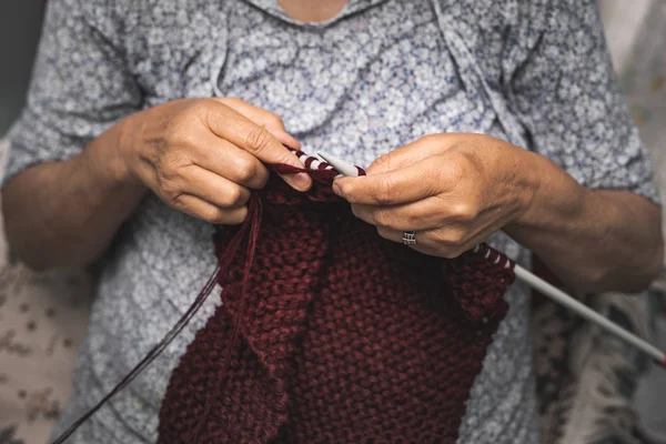 Hand Made Old Lady Knitting Grandmother Kniting Flat Beautiful