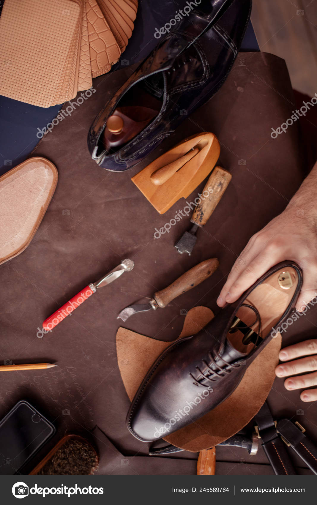 Top view photo. man making own shoes Stock Photo by ©ufabizphoto 245589764