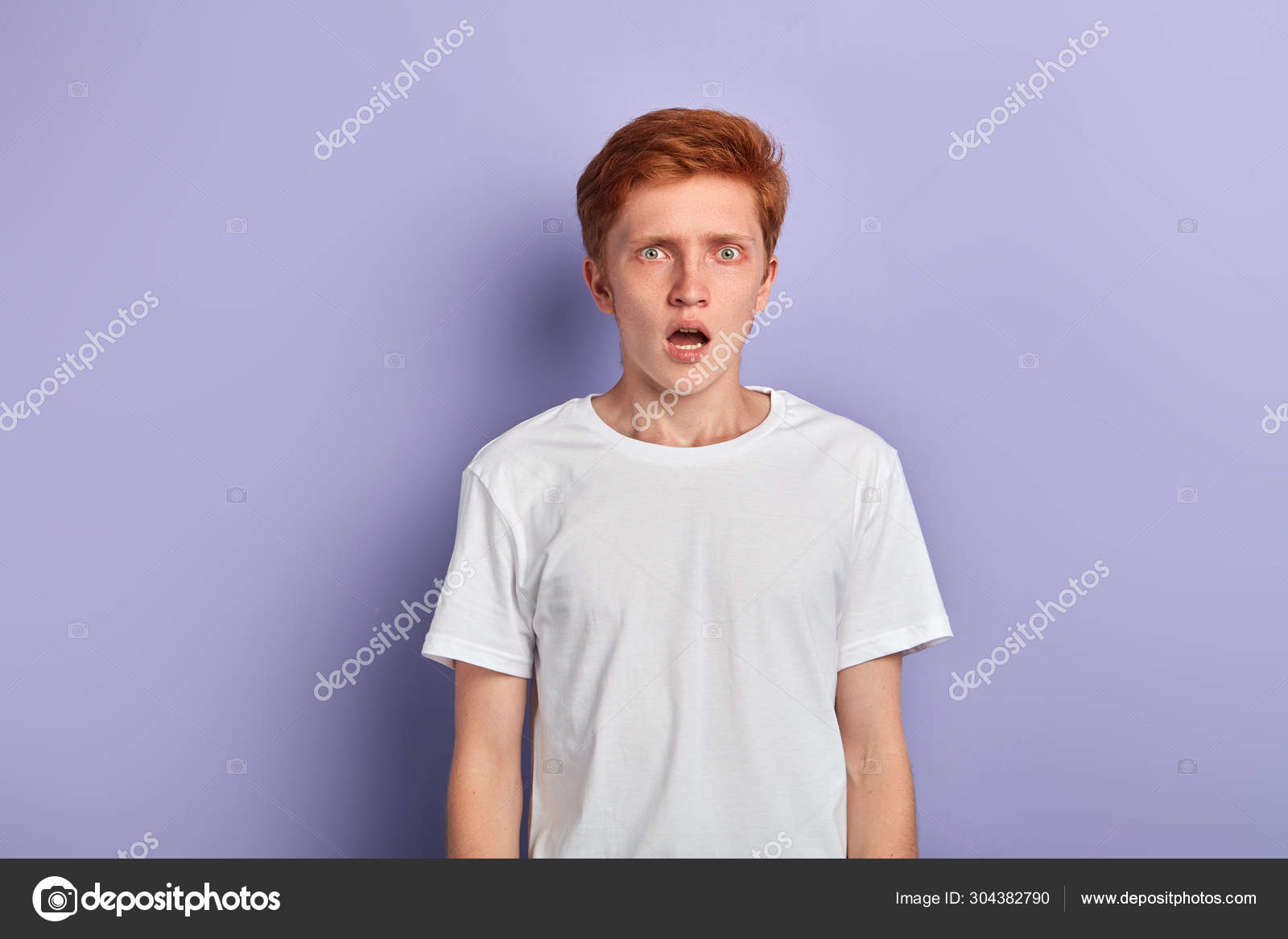 Stunned surprised scared man wonders seasonal discounts and prices ...