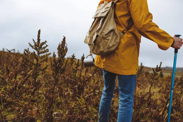 tired hiker walking along trail - Stock Image - Everypixel