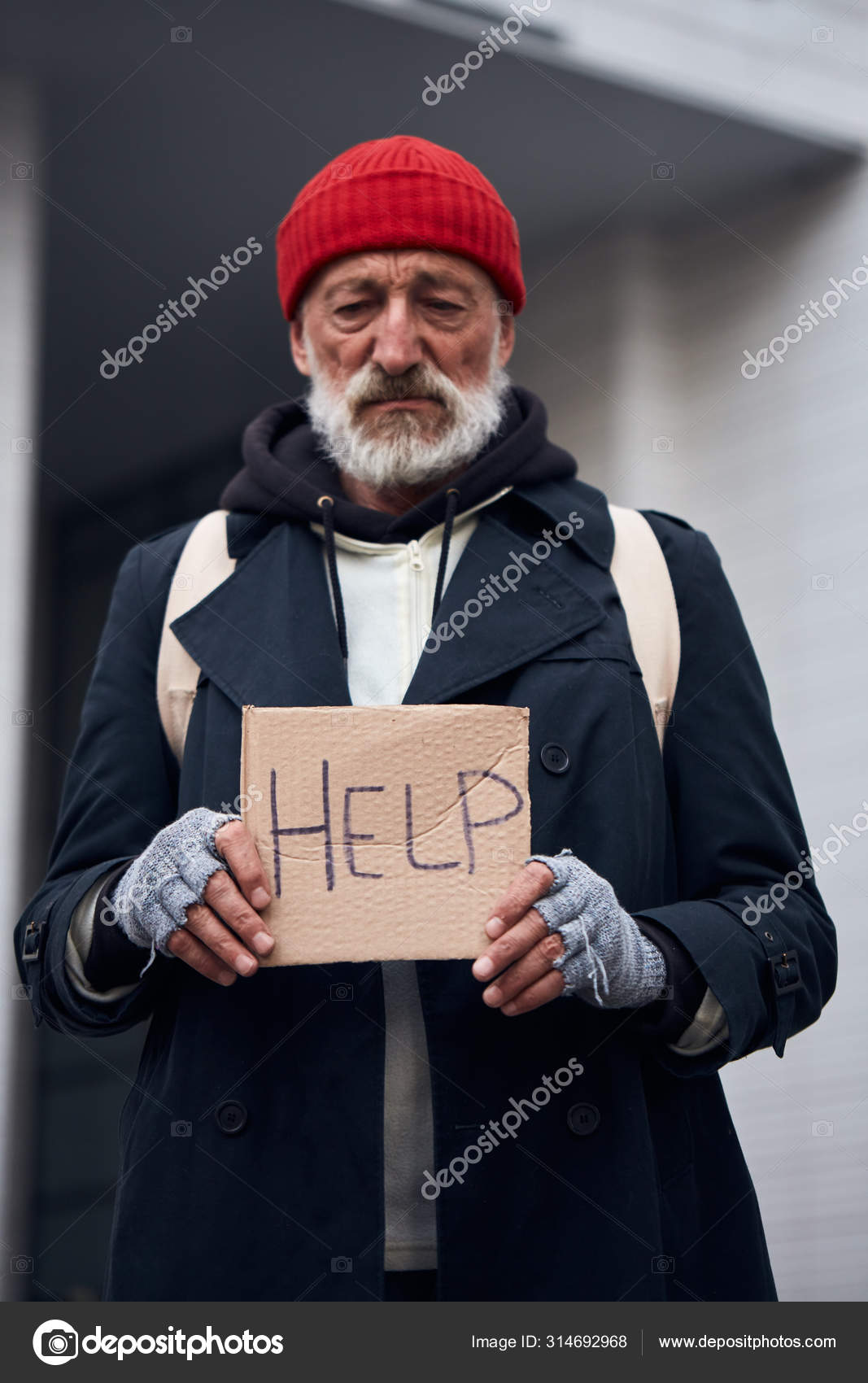 Homeless People With Sad Signs