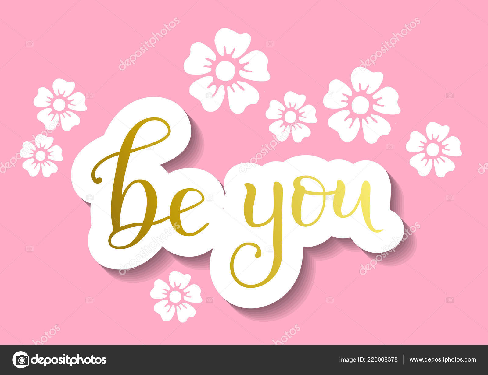 Modern Calligraphy Lettering You Golden Paper Cut Style Pink Background ...