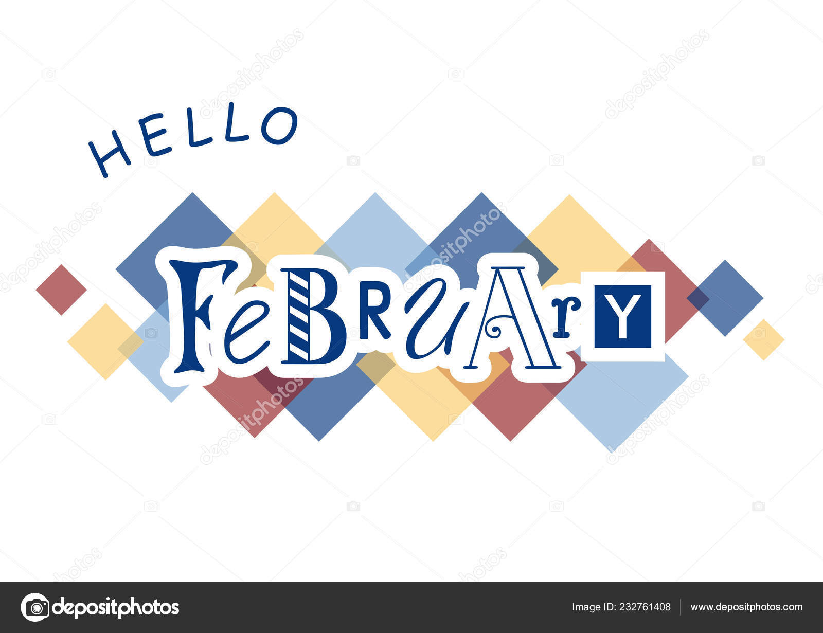 Decorative Lettering Hello January Different Letters Blue White ...