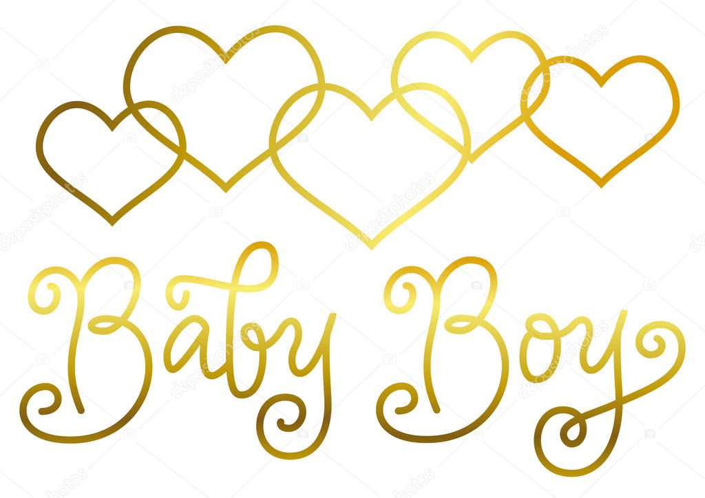 Letras de caligrafía moderna de Baby Boy en dorado en estilo mono línea ...