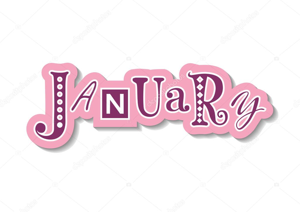 Letras coloridas decorativas dibujadas a mano de enero con diferentes ...