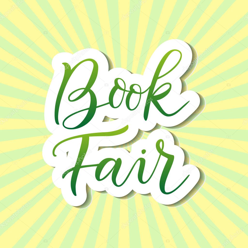 Letras de caligrafía moderna de la Feria del Libro en verde con ...