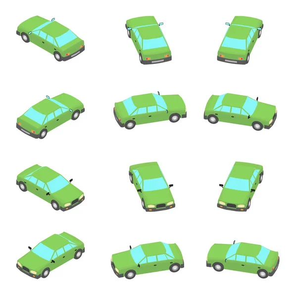 Animation Rotation Car Isometric View Blue Hatchback Different Viewing ...