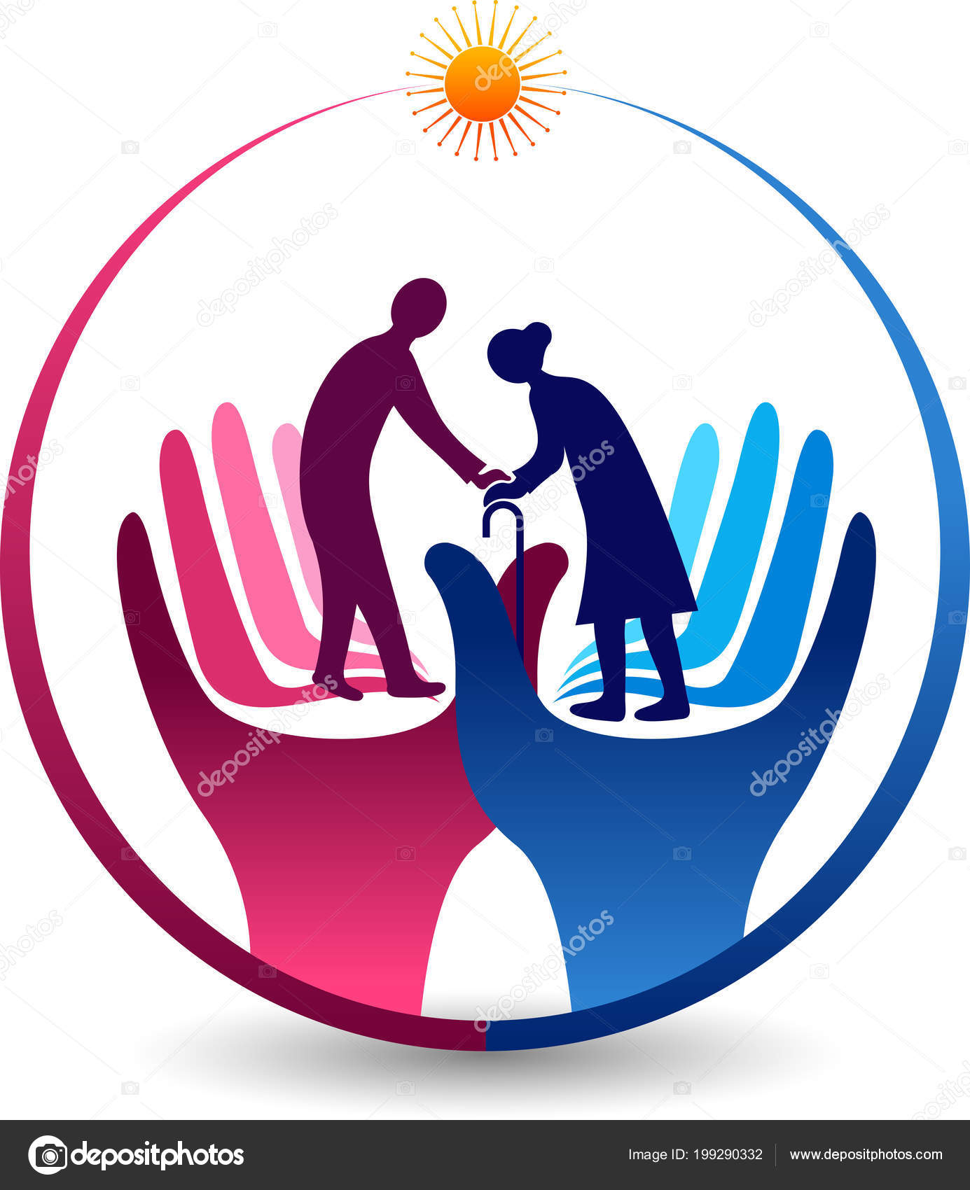 Illustration Art Care Senior Citizen Logo Isolated Background Stock ...