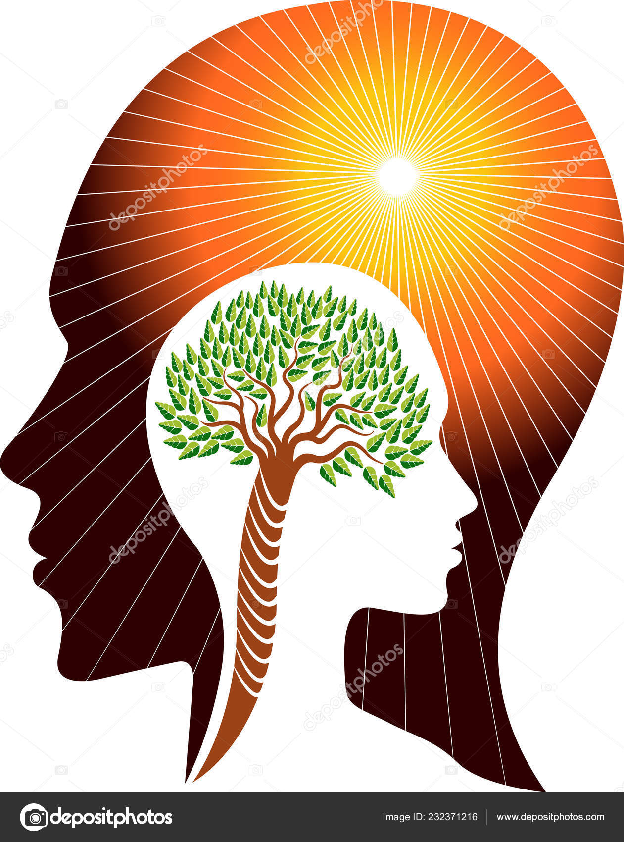 Illustration Art Brain Tree Logo Isolated Background Stock Vector Image ...