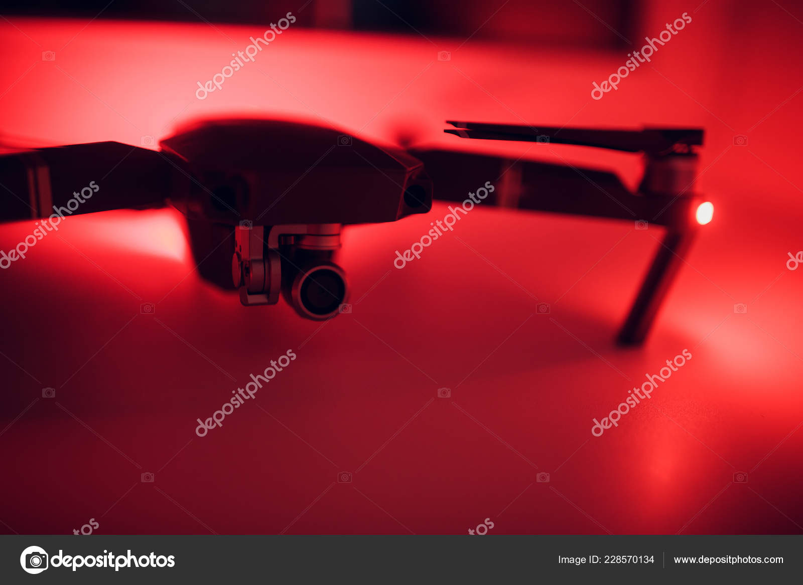 Close up spare part drone pro on white. One most portable drones in ...