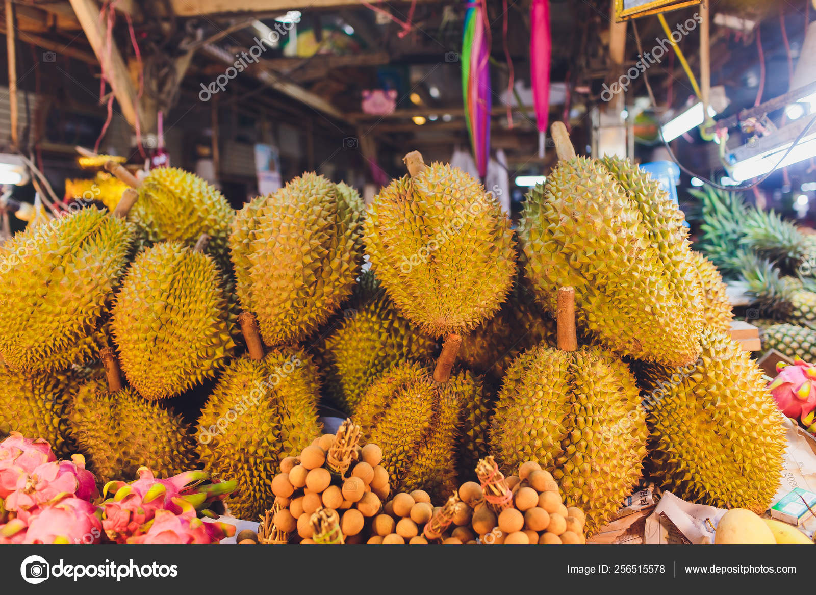 Group of fresh durians in the durian market. — Stock Photo © vershinin ...