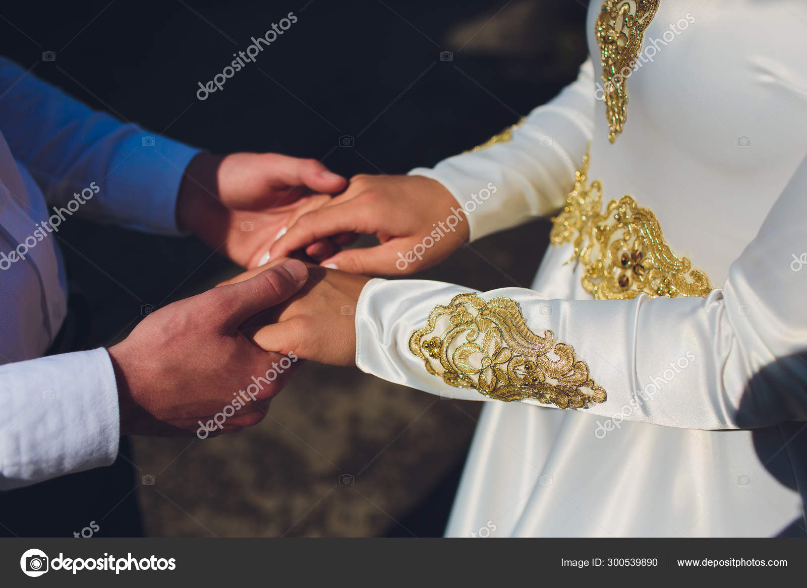 National wedding. Bride and groom. Wedding muslim couple during the ...