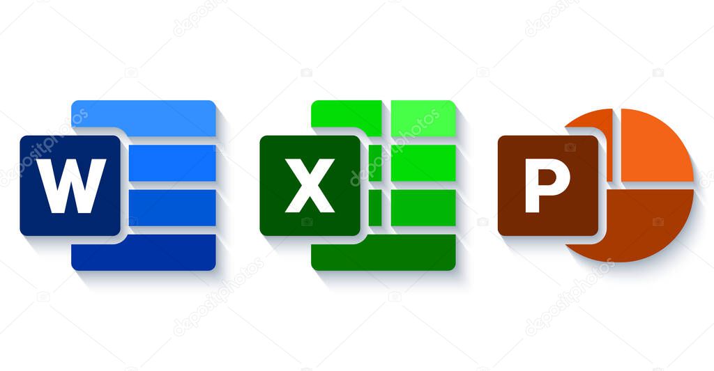 Conjunto Iconos Oficina Microsoft Vector de stock por ©AR_twork 406778910