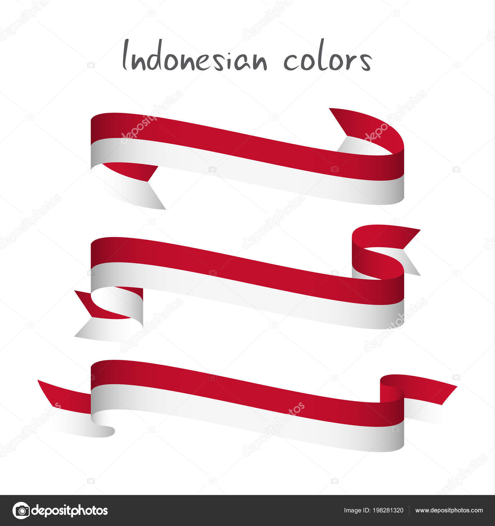 Set Three Modern Colored Vector Ribbon Indonesian Colors Isolated White ...