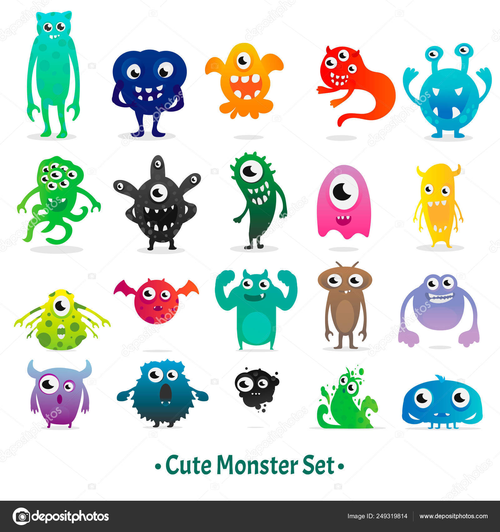 Funny Kids Monster Set Stock Vector by ©Animatronic 249319814