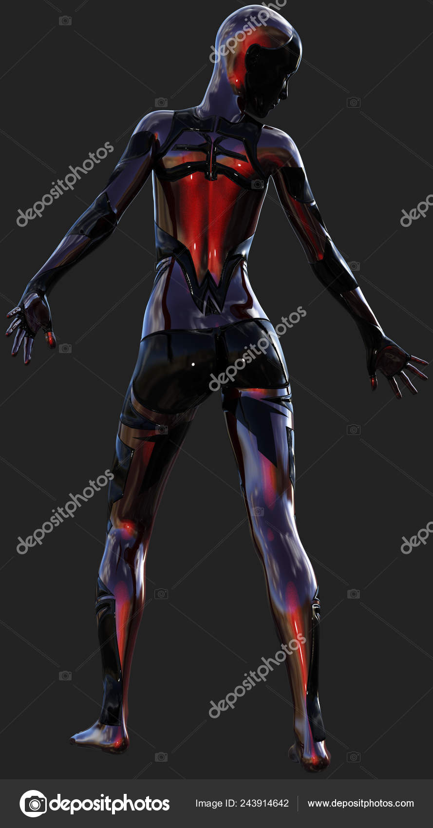 Black Red Ultra Modern Android Female Artificial Intelligence ...