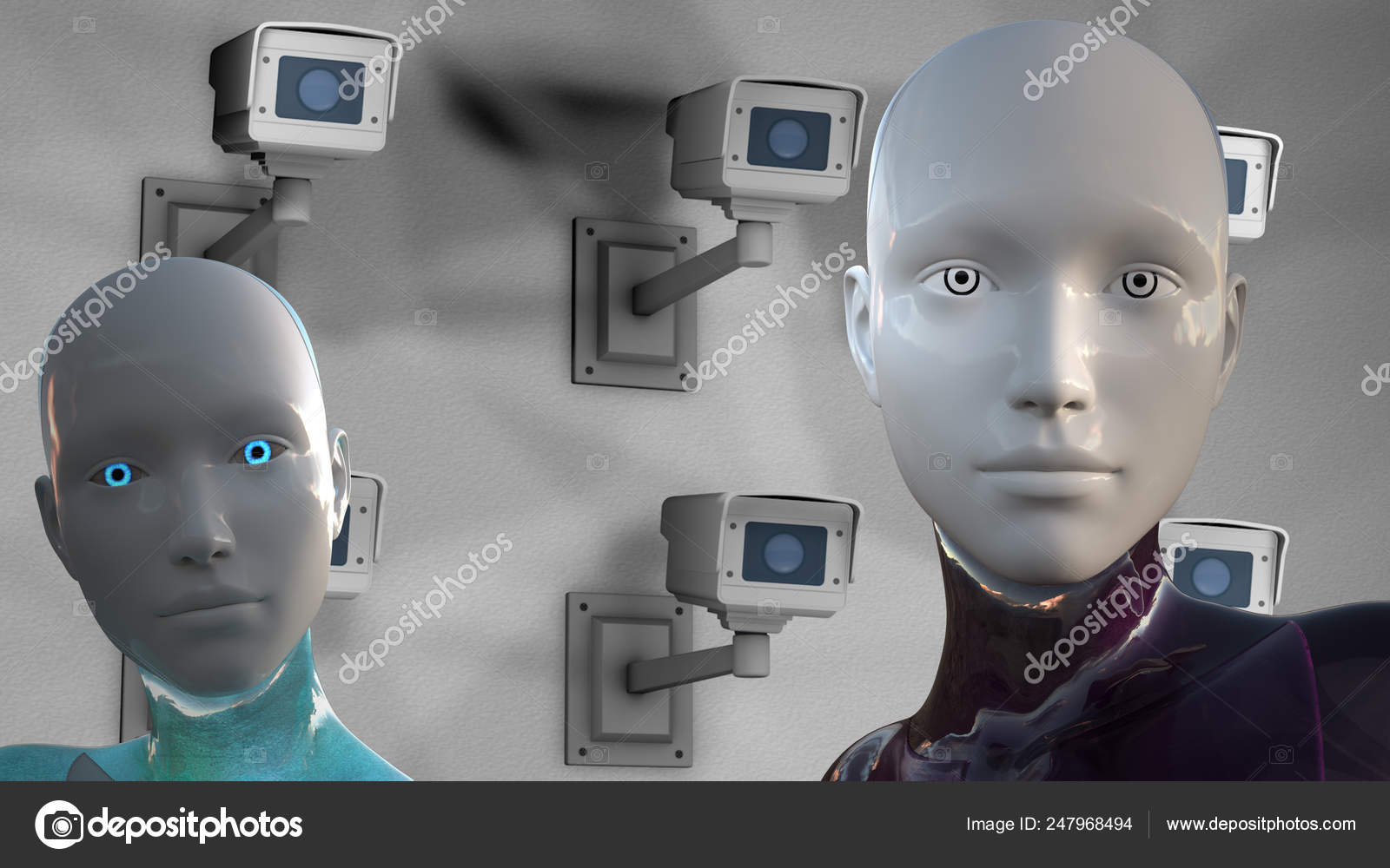 Artificial Intelligence Surveillance Multicamera System — Stock Photo ...