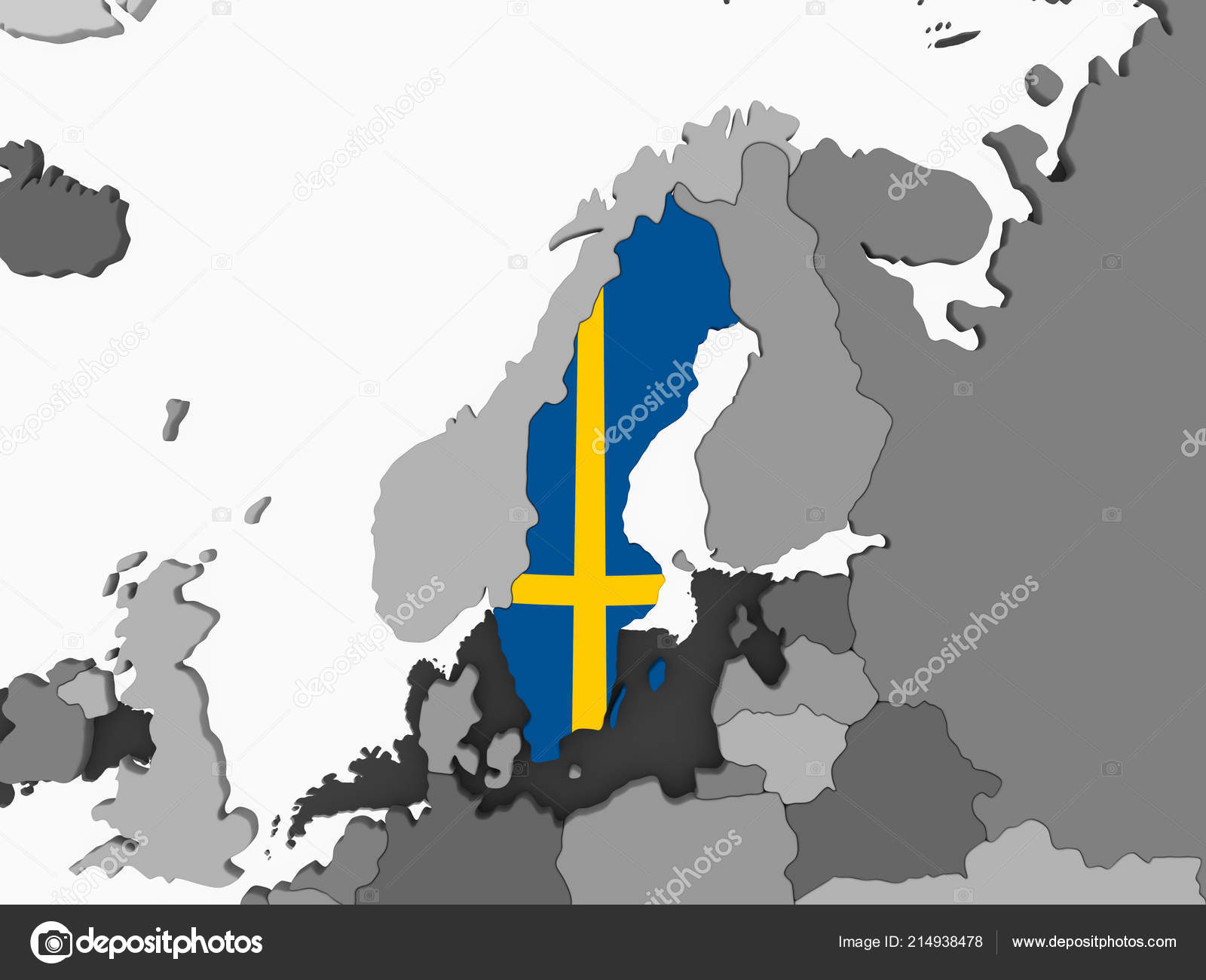 Sweden Gray Political Globe Embedded Flag Illustration — Stock Photo ...