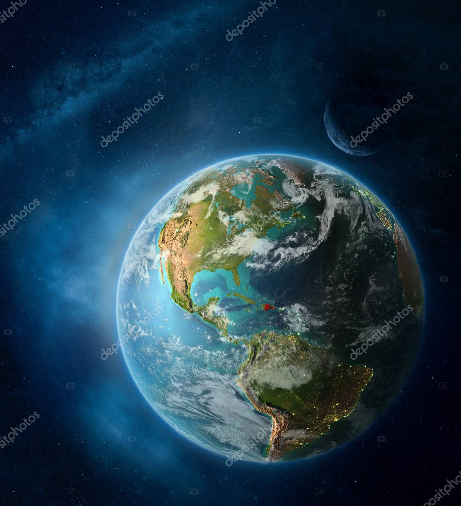 República Dominicana desde el espacio en la Tierra rodeada de espacio ...