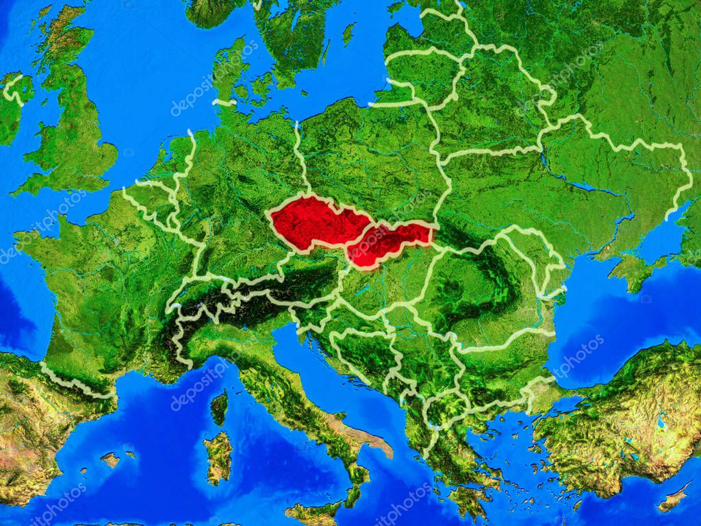 Ex Checoslovaquia desde el espacio en el modelo del planeta Tierra con ...