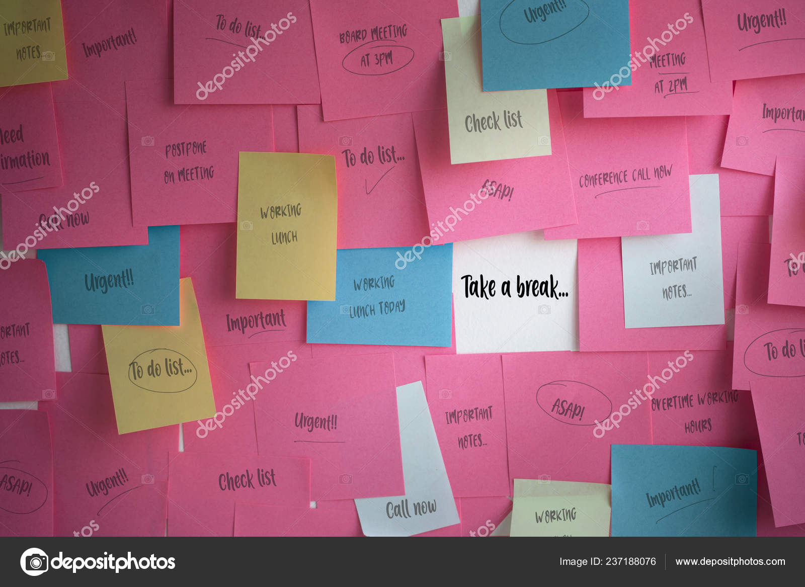 Wall Full Memo Sticky Note Urgency Notes Empty Space Text Stock Photo ...