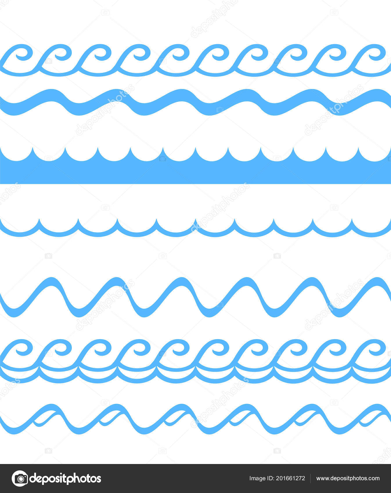 Vector Water Waves Patterns Your Design Stock Vector Illustration Stock ...