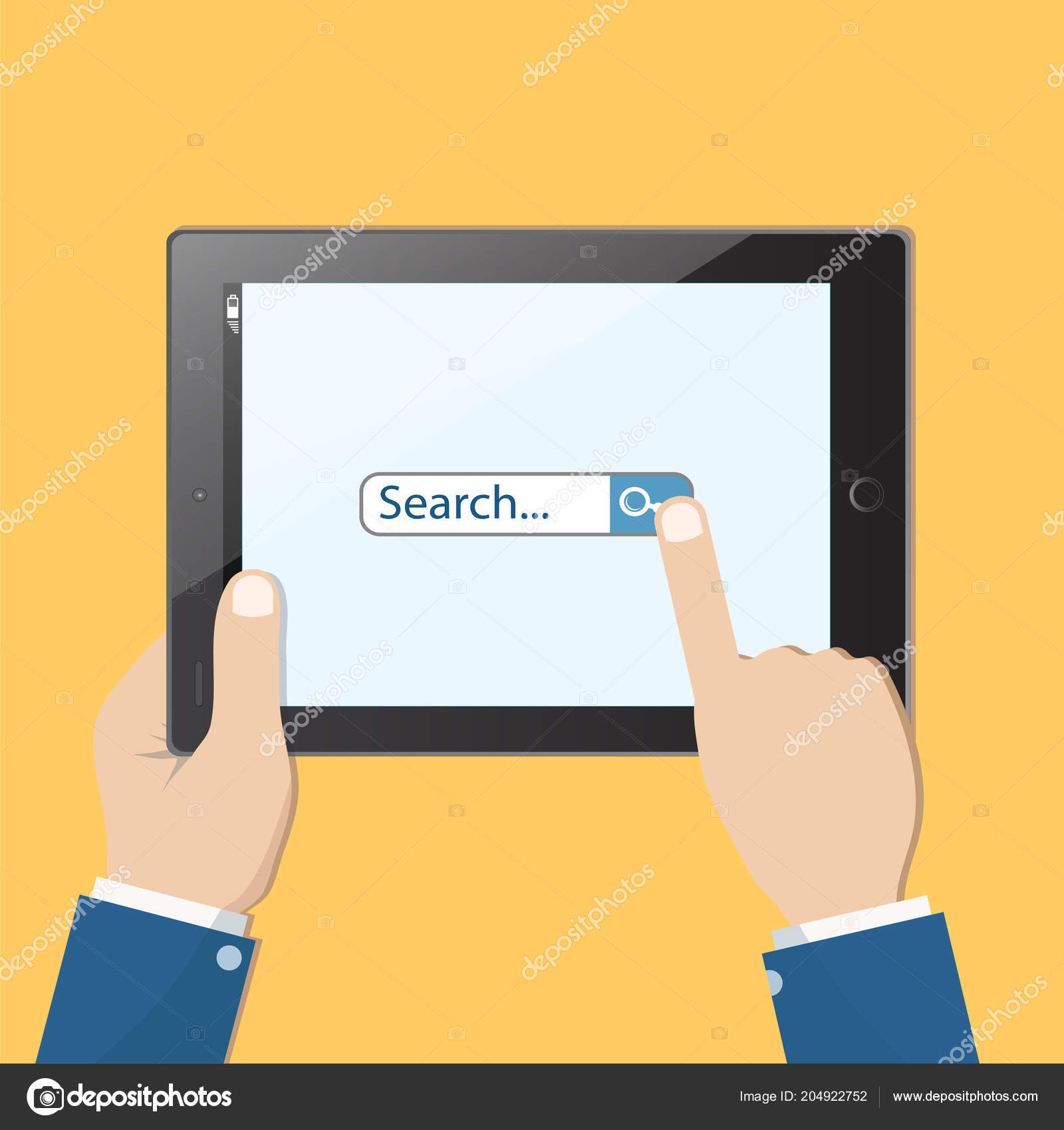 Tablet Hands Search Tablet Screen Stock Vector Illustration Stock ...