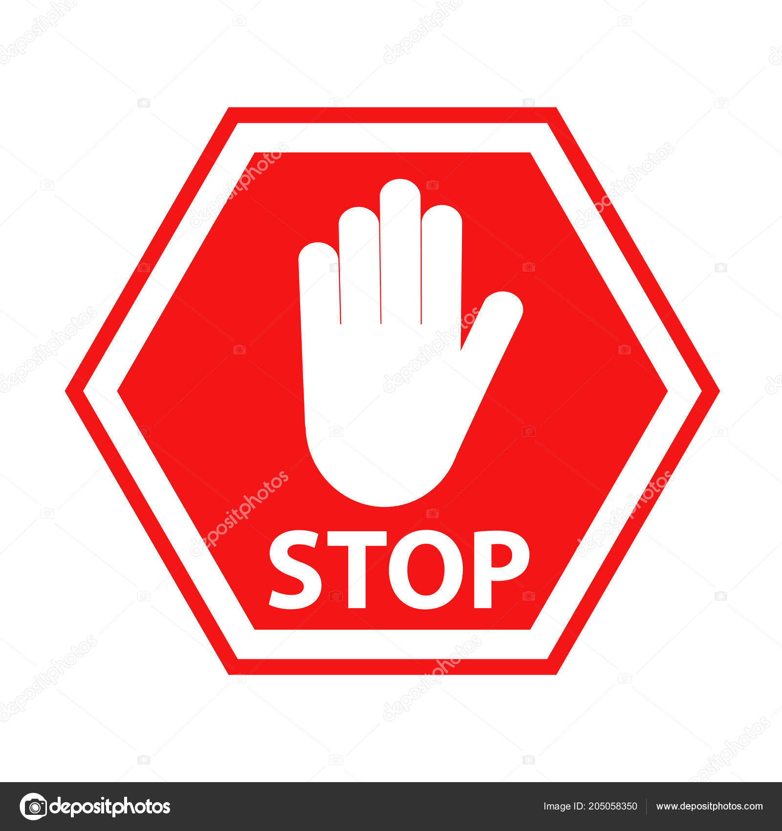 Hand Blocking Sign Stop Red White Stock Vector Illustration Stock ...