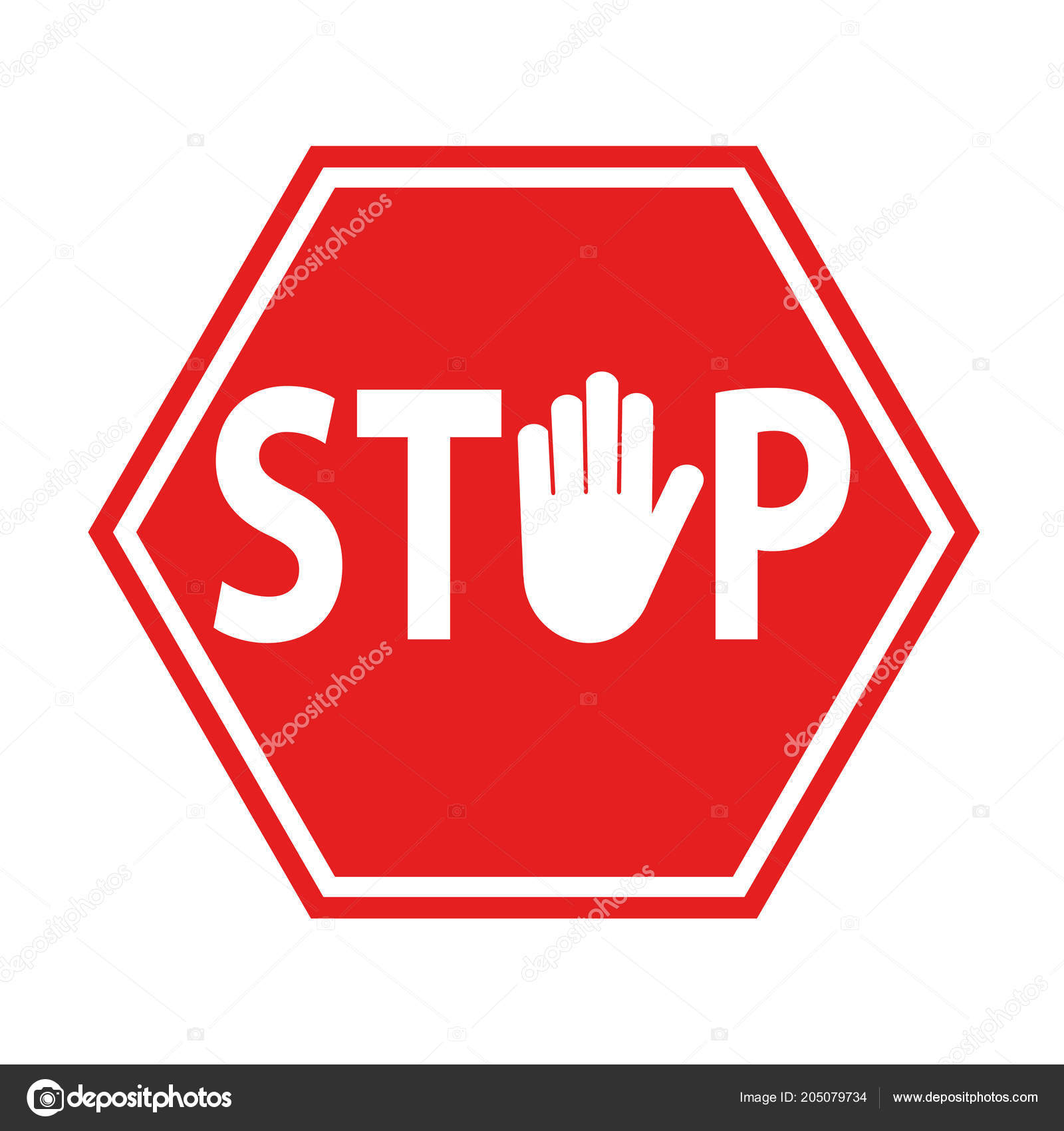 Hand Blocking Sign Stop Red White Stock Vector Illustration — Stock ...