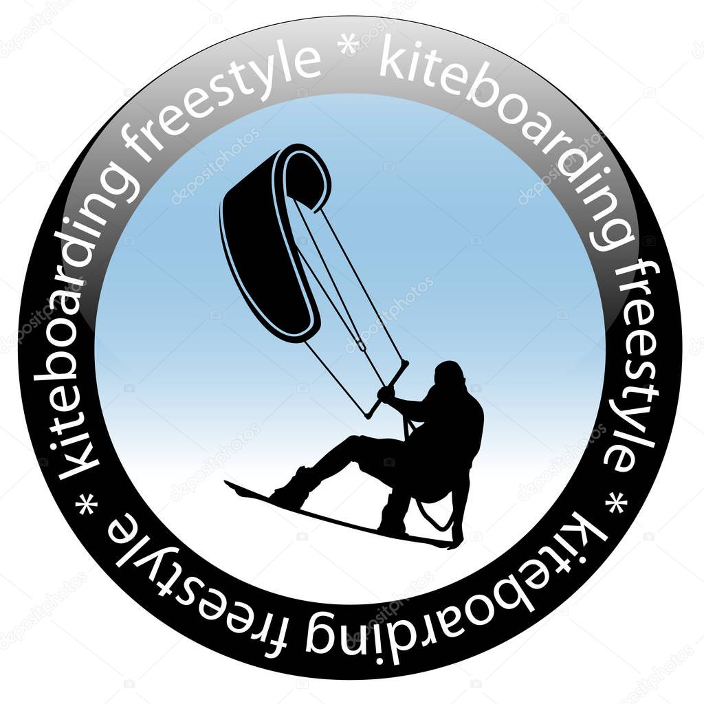 Kiteboarding Freestyle Rider Icono, aislado sobre fondo blanco ...