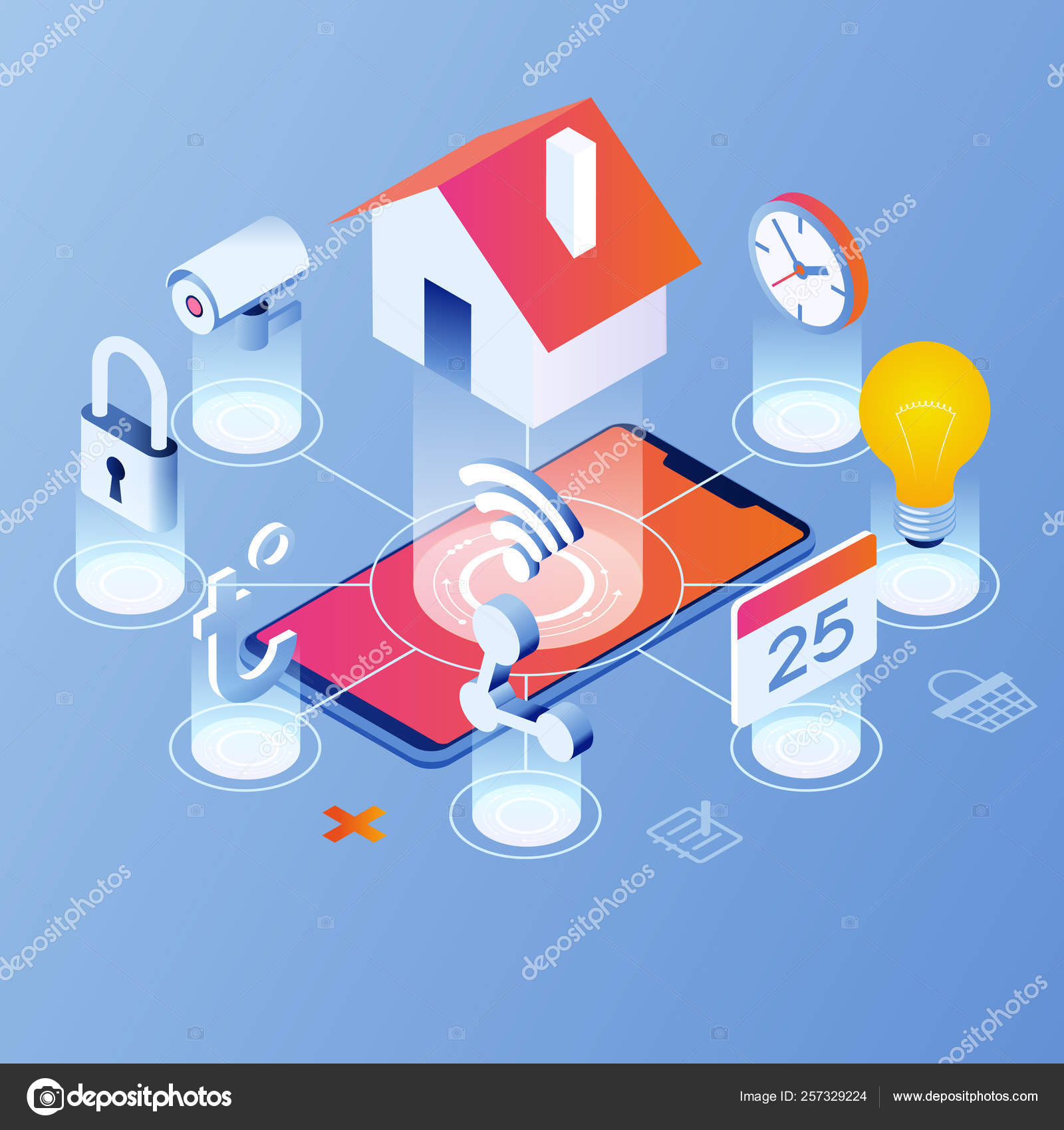 Smart home control template. Stock Vector by ©VLADGRIN 257329224