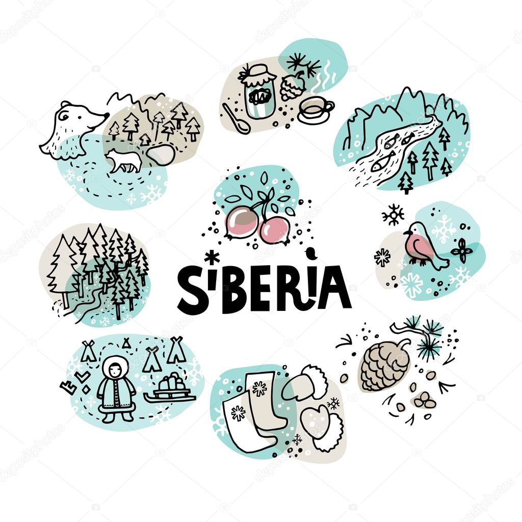 Conjunto de símbolos icónicos de Siberia 2024