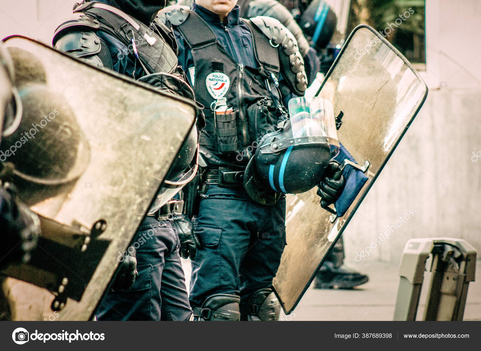 Closeup Equipment Special Riot Force French National Police — Stock ...